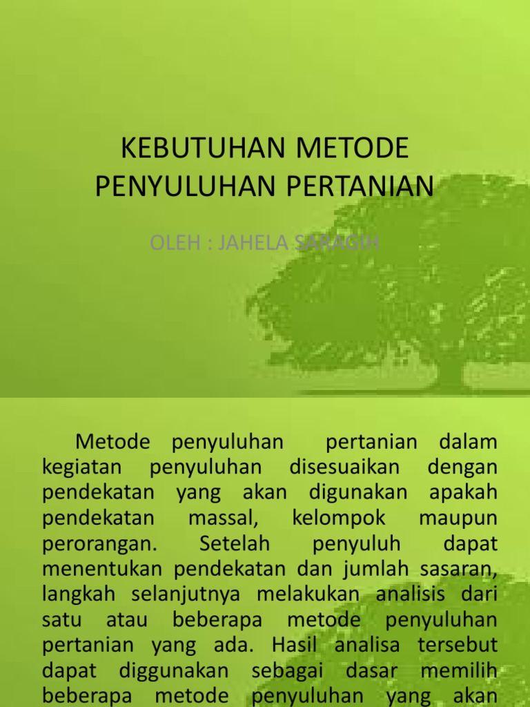 Kebutuhan Metode Penyuluhan Pertanian | PDF