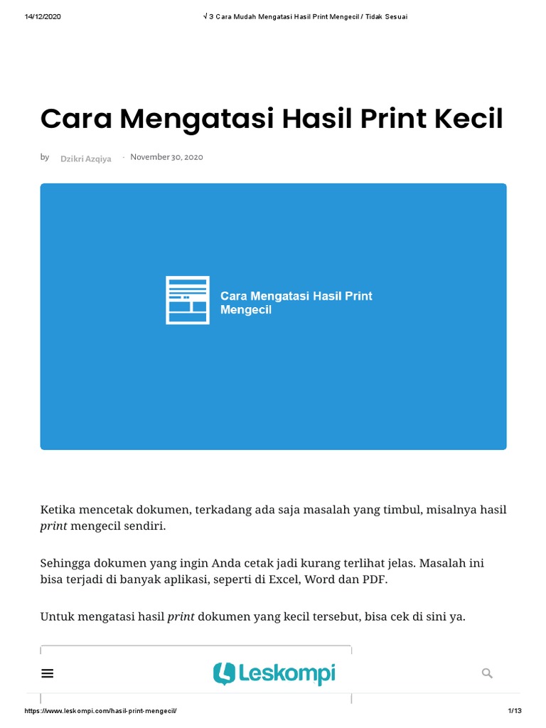 3 Cara Mudah Mengatasi Hasil Print Mengecil - Tidak Sesuai | PDF