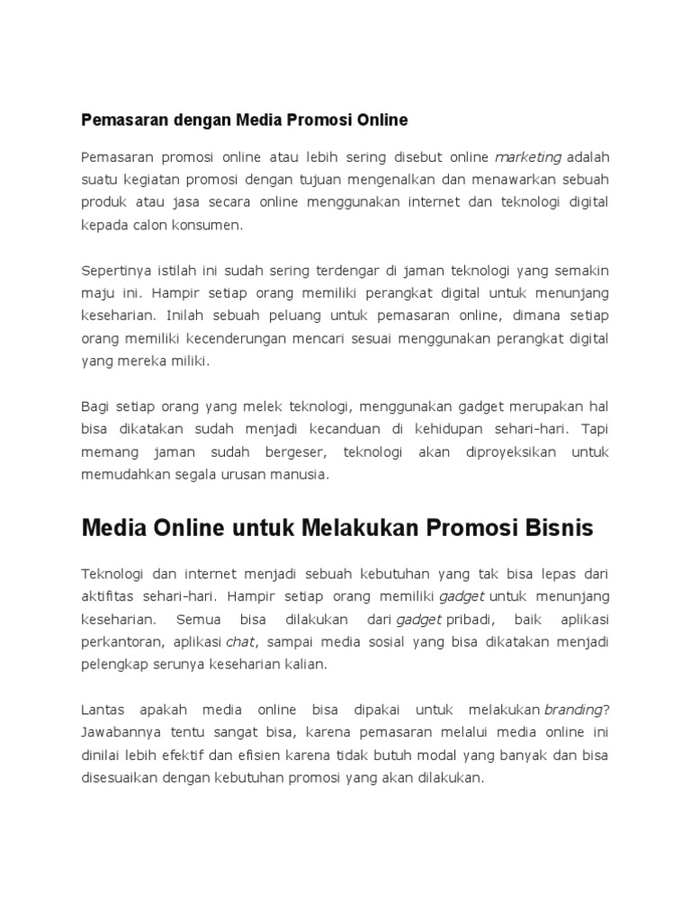 Contoh Media Promosi Online Marketplace | PDF