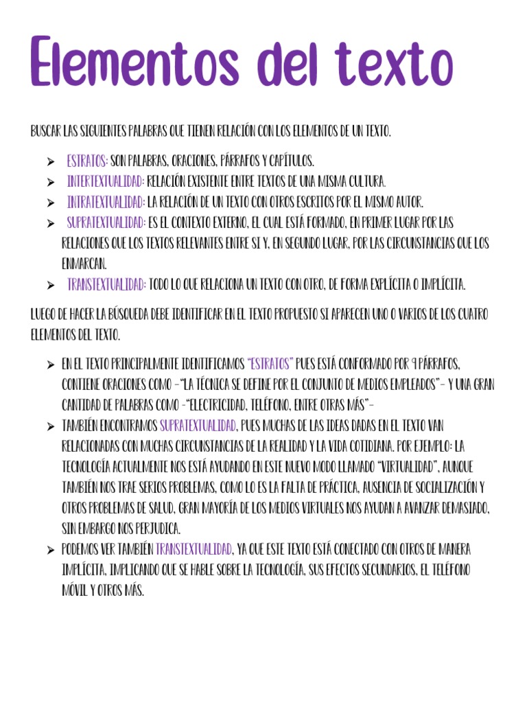 Elementos de Un Texto | PDF