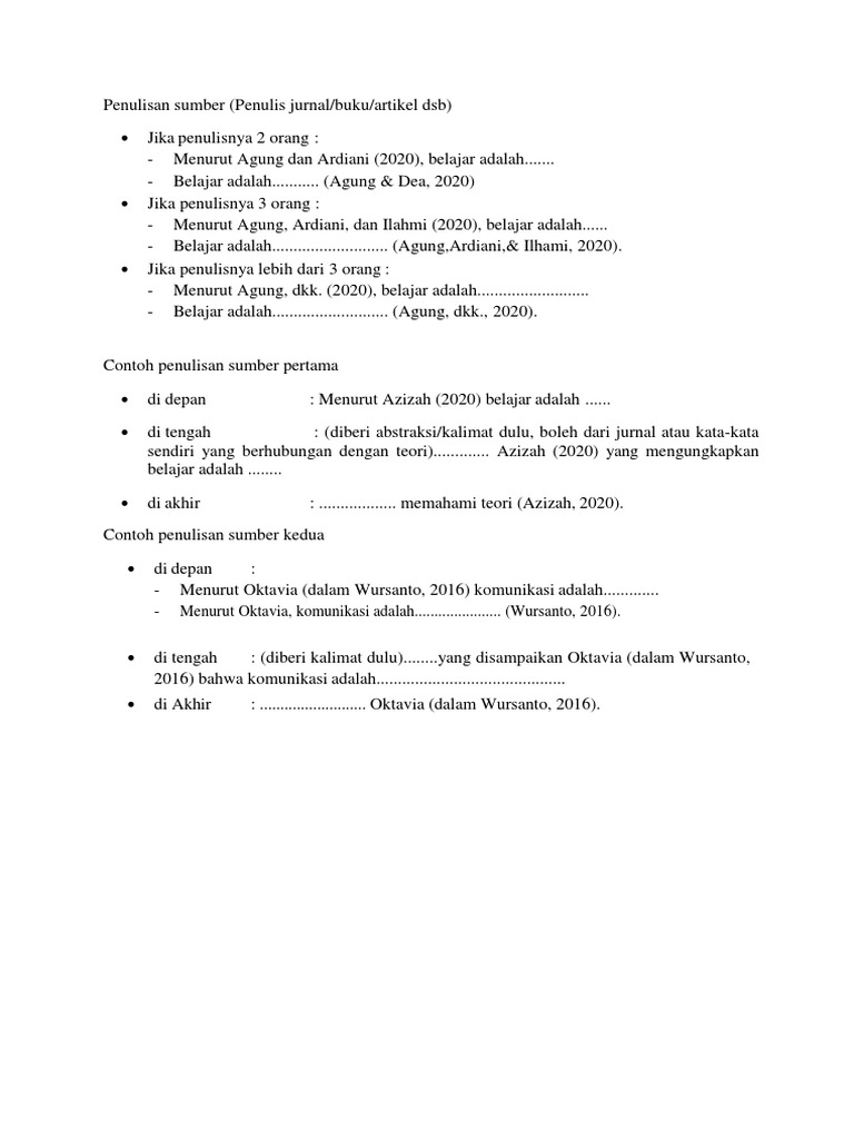 Contoh Penulisan Sitasi | PDF