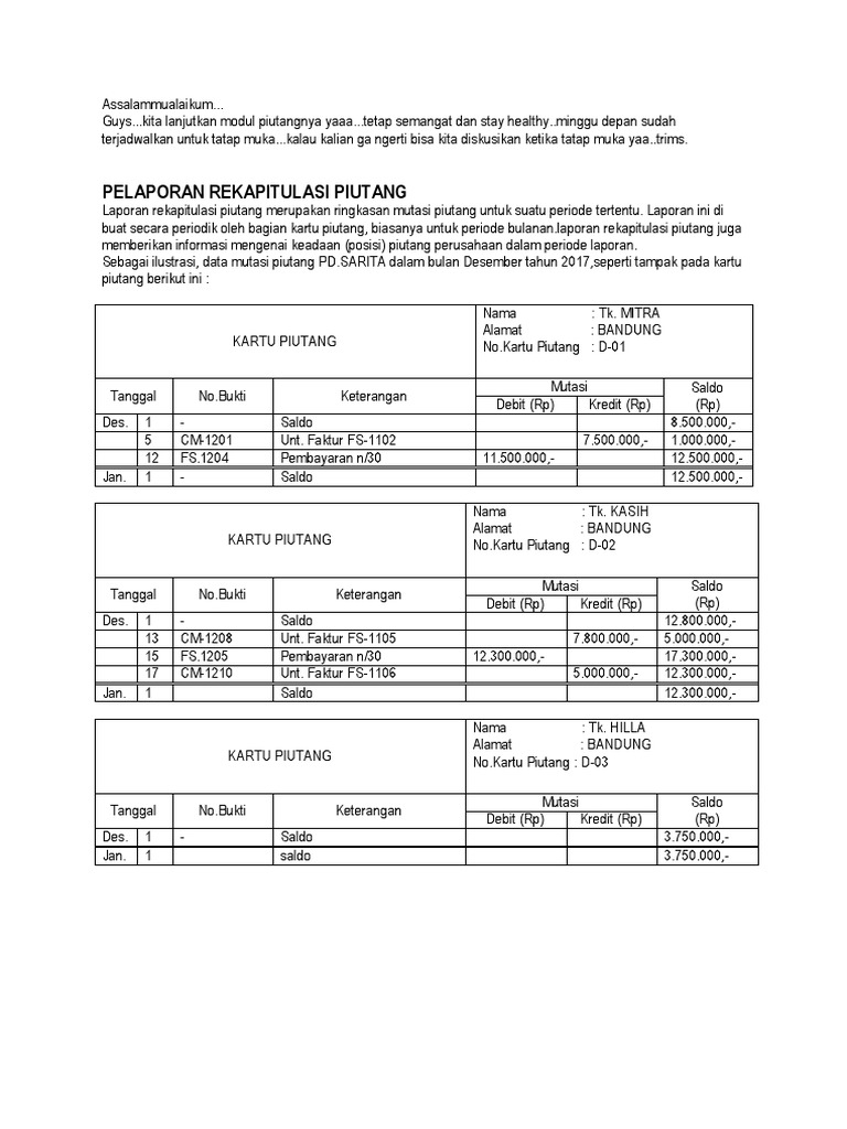 Kartu Piutang 2 - 11 - Sems 1 | PDF