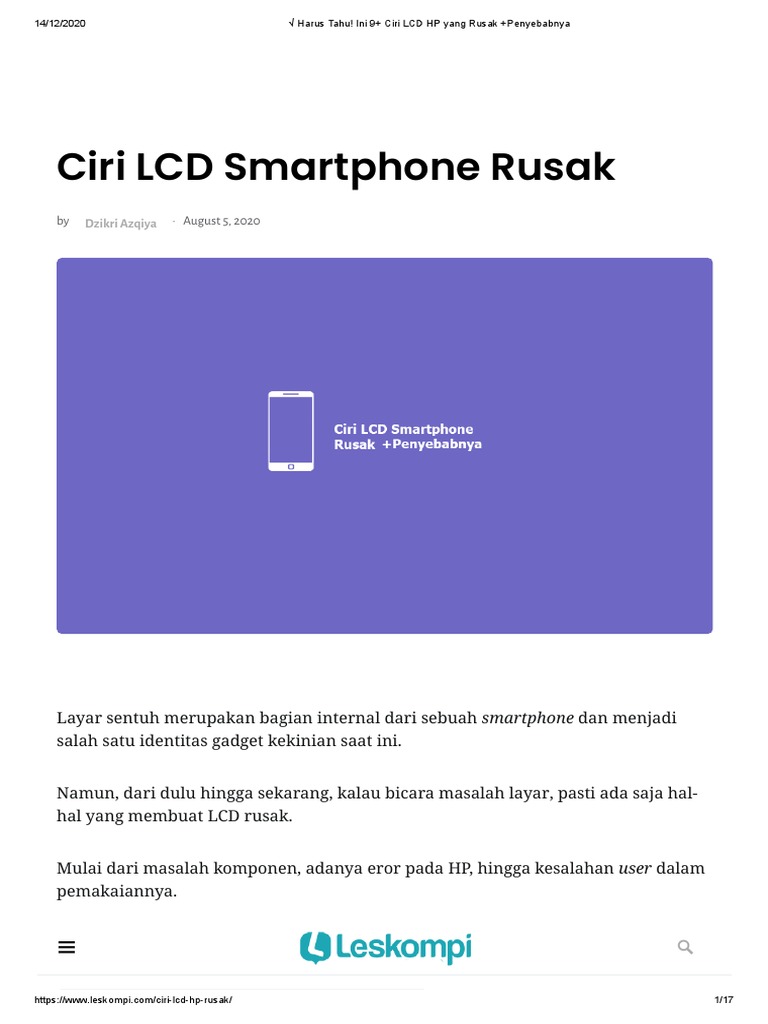 Harus Tahu! Ini 9+ Ciri LCD HP Yang Rusak +penyebabnya | PDF