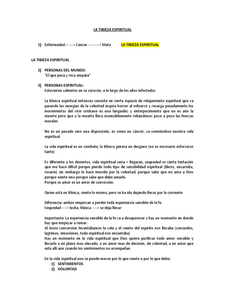 Tibieza Espiritual: Causas y Daños | PDF | Oración | Misa (liturgia)