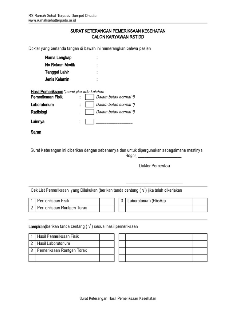Mcu 1 Form Sdi (Karyawan Baru) | PDF