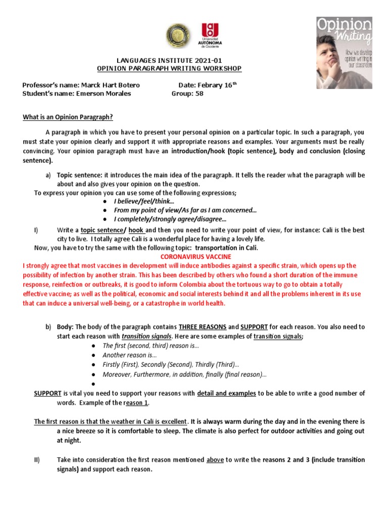 Opinion Bicycle Paragraph Workshop | PDF | Vaccines | Lottery