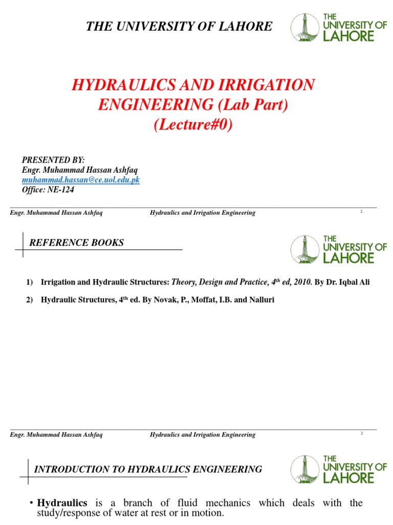 0 - Hydraulics and Irrigation Engineering | PDF | Irrigation ...