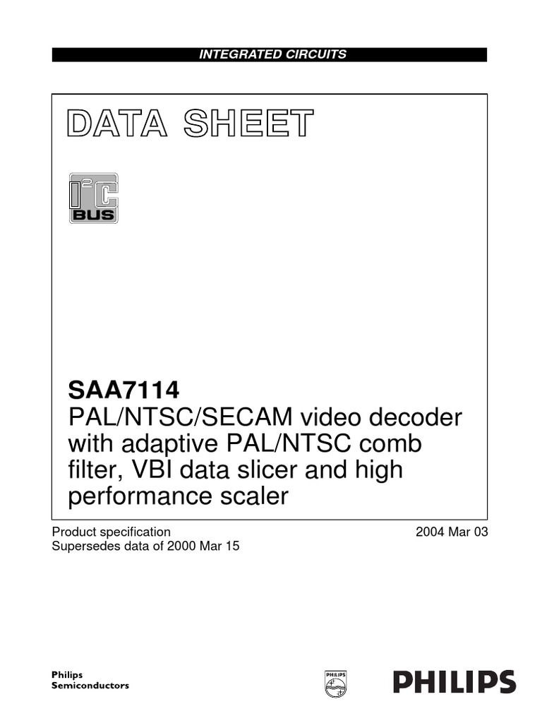 Data Sheet: PAL/NTSC/SECAM Video Decoder With Adaptive PAL/NTSC Comb ...