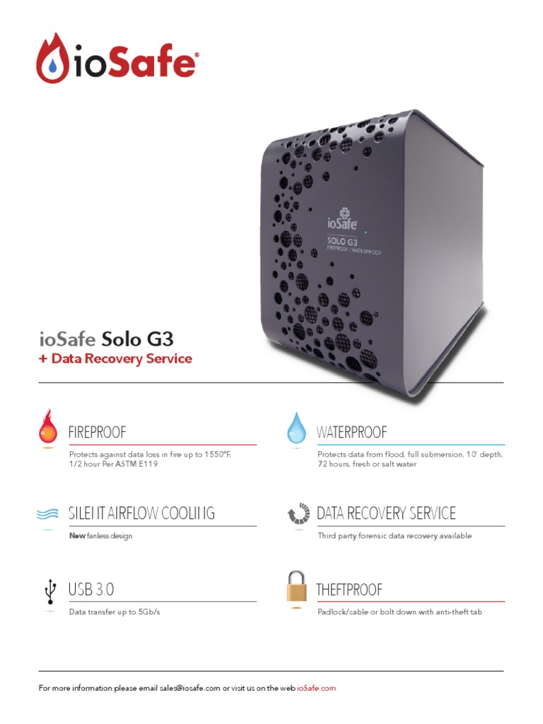 IoSafe Solo G3 Data Sheet PDF | PDF | Macintosh | Usb