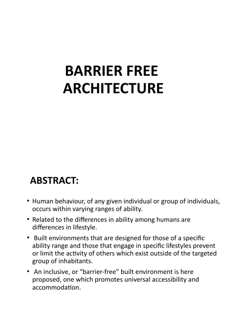 Barrier Free Architecture | PDF | Wheelchair | Accessibility