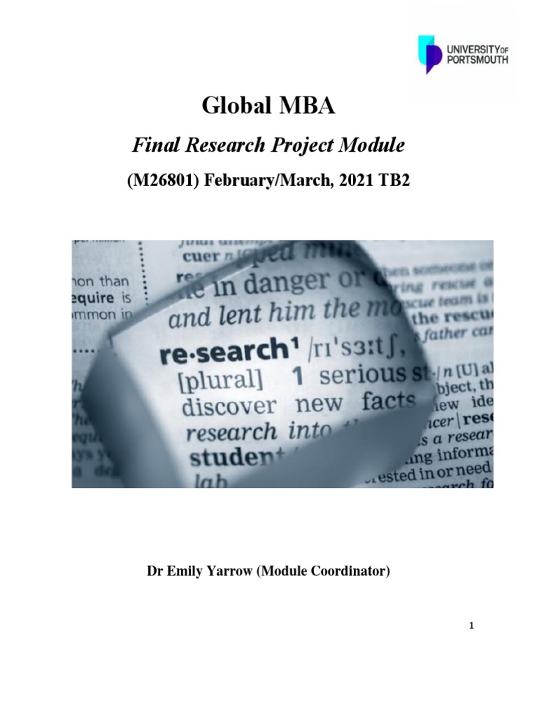Final Research Project v2 - Module Handbook M26801 DR E Yarrow | PDF ...