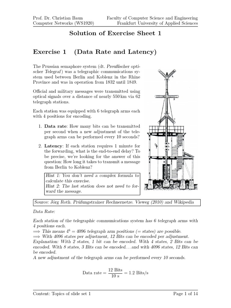 Solution of Exercise Sheet 1 | PDF | Network Topology | Data Transmission