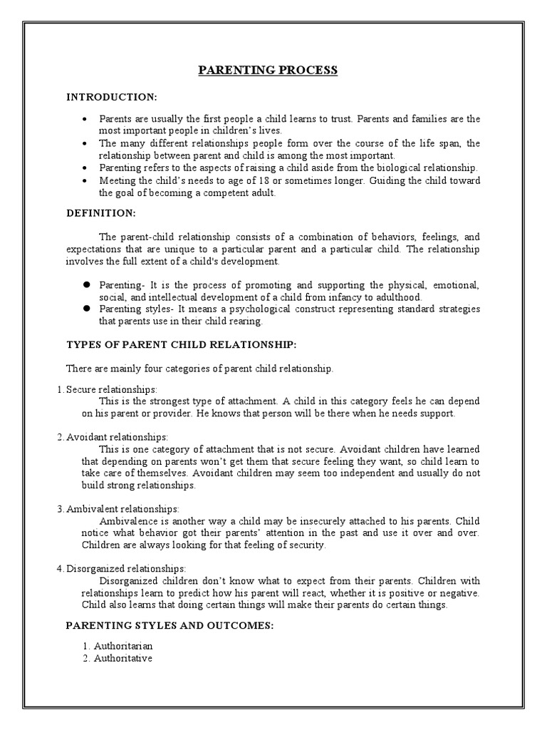 Parenting Process | PDF | Parenting | Relationships