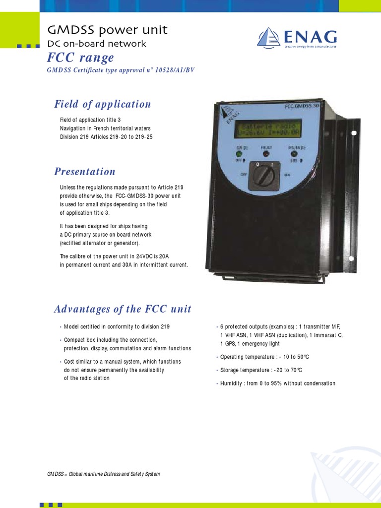 FCC Range: GMDSS Power Unit | PDF | Equipment | Electrical Equipment