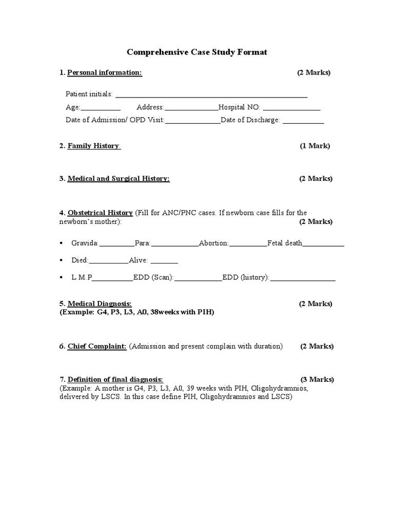 Comprehensive Case Study Format | PDF | Health Care | Health Sciences