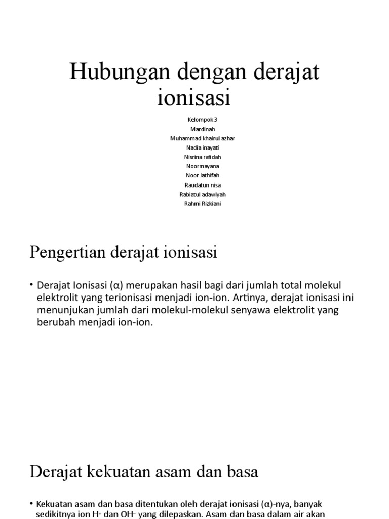 Derajat Ionisasi Asam dan Basa | PDF | Sains & Matematika