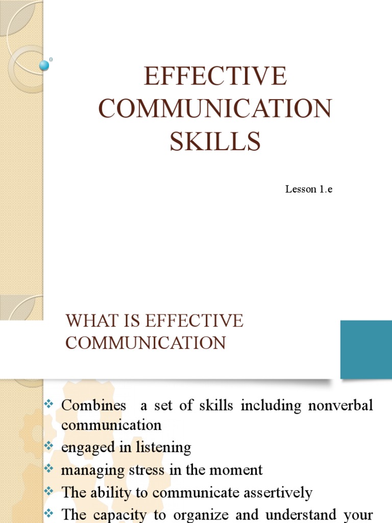 Effective Communication Skills: Lesson 1.e | PDF | Question | Identity ...