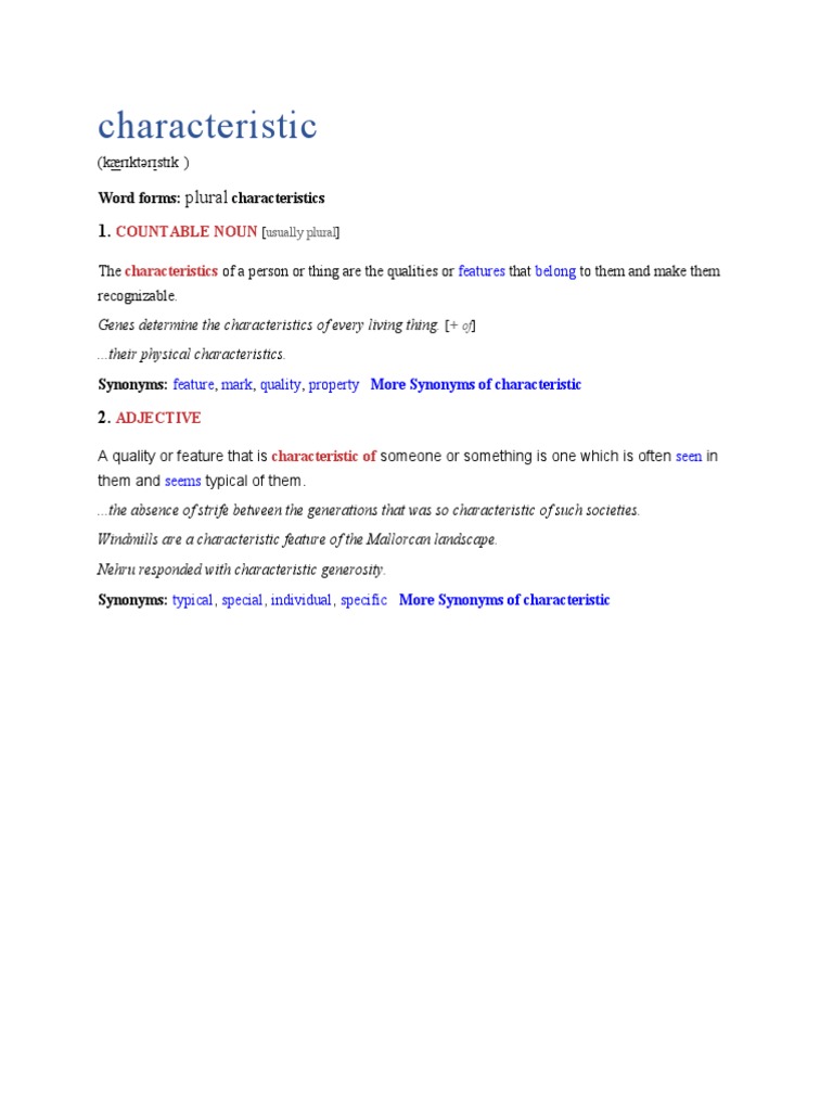 Understanding Characteristics and Synonyms | PDF