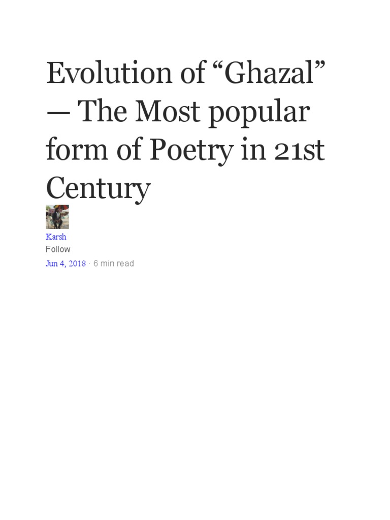 Evolution of "Ghazal" - The Most Popular Form of Poetry in 21st Century ...