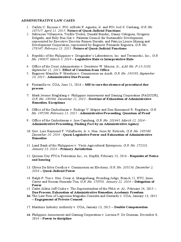 ADMINISTRATIVE LAW CASES Updated | PDF | Administrative Law | Judiciaries