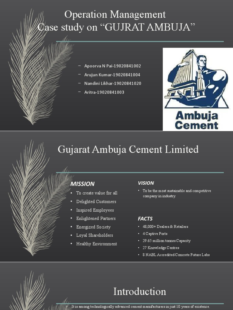 Operation Management Case Study On "GUJRAT AMBUJA" | PDF | Cement ...