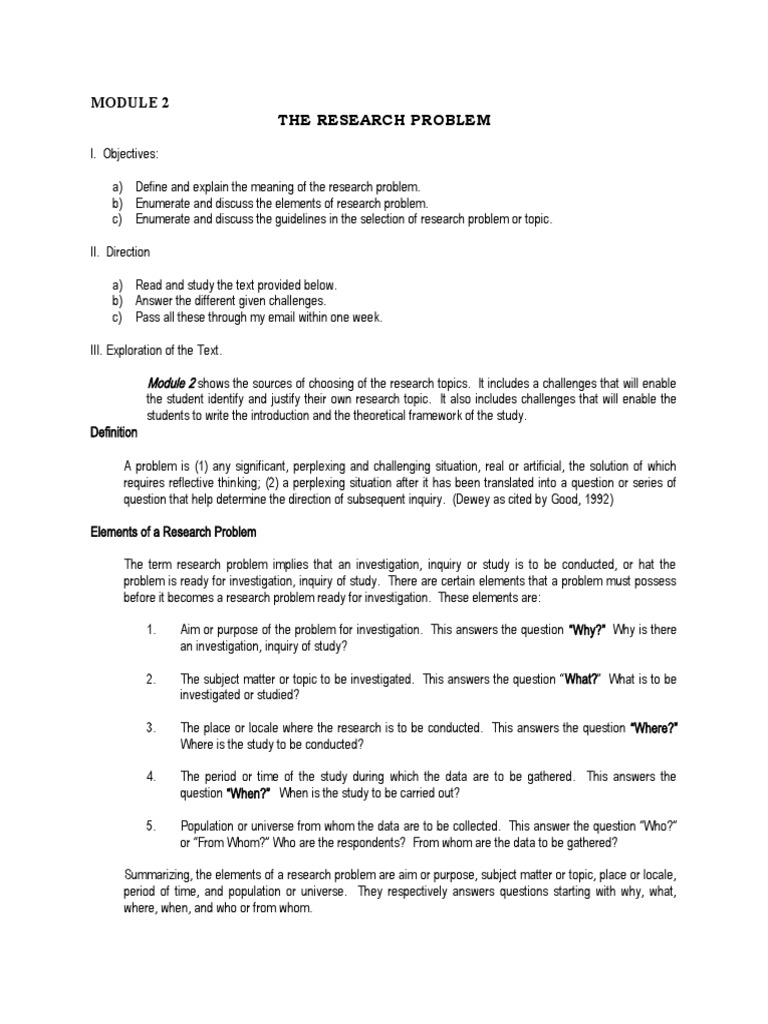 The Research Problem | PDF | Hypothesis | Null Hypothesis