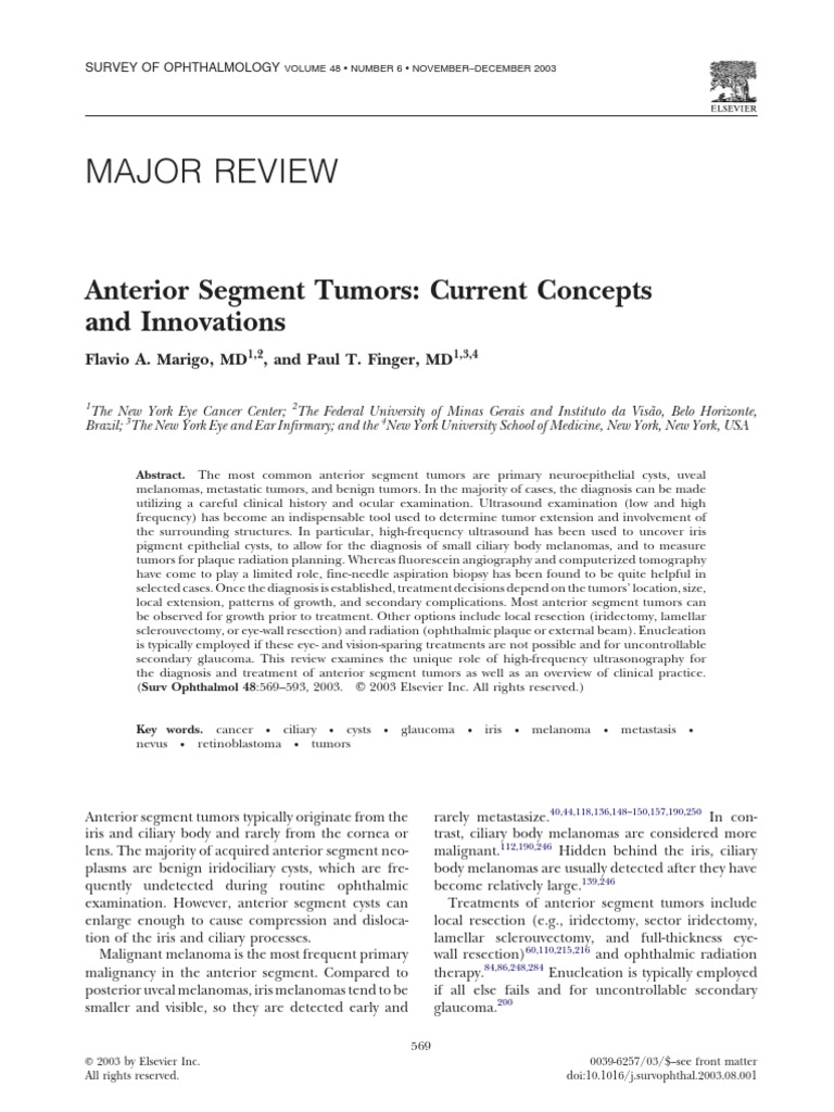 Ant Seg Tumors | PDF | Radiation Therapy | Melanoma