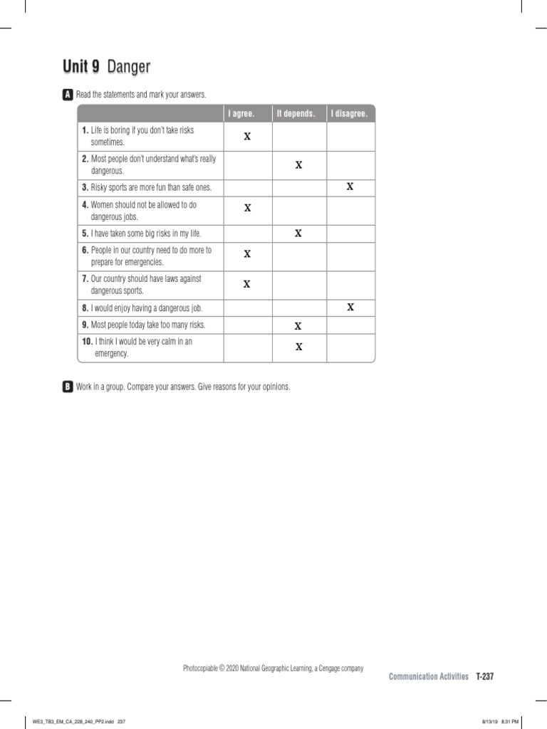 Unit 9 Danger: Read The Statements and Mark Your Answers | PDF