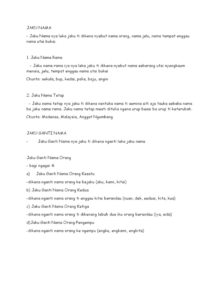 Panduan Jaku Nama dalam Bahasa Iban | PDF