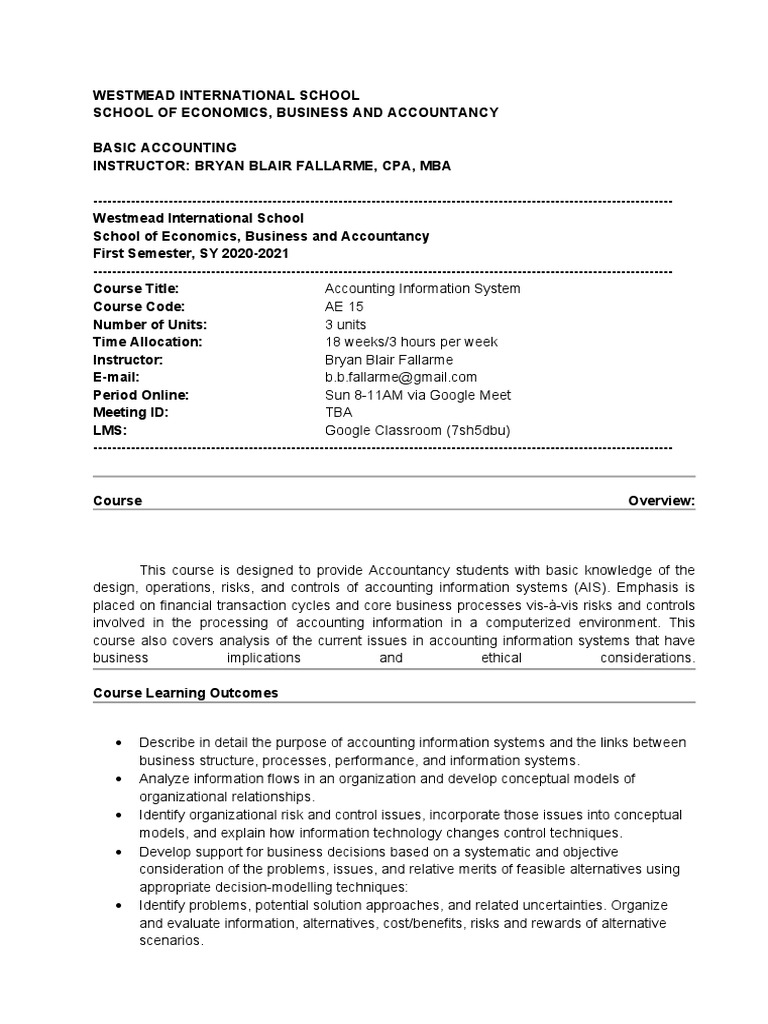 Ais Course Module | PDF | Internal Control | System