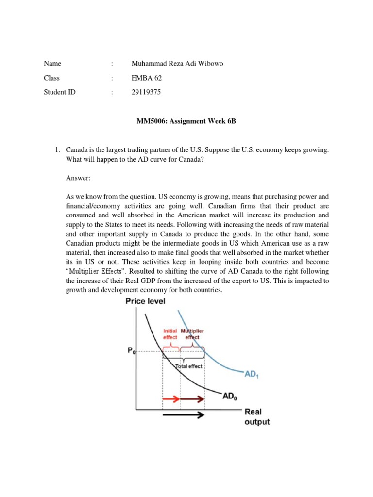 Muhammad Reza Adi W - Assignment 6B | PDF | Fiscal Multiplier | Multiplier (Economics)