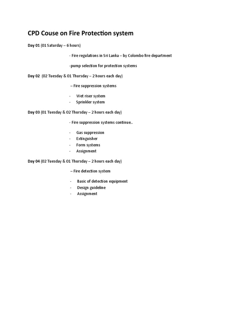 CPD Couse On Fire Protection System | PDF