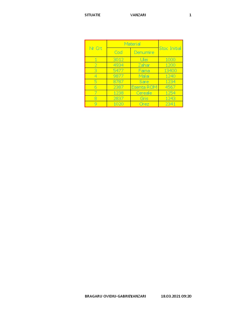 Situatie Stocuri | PDF