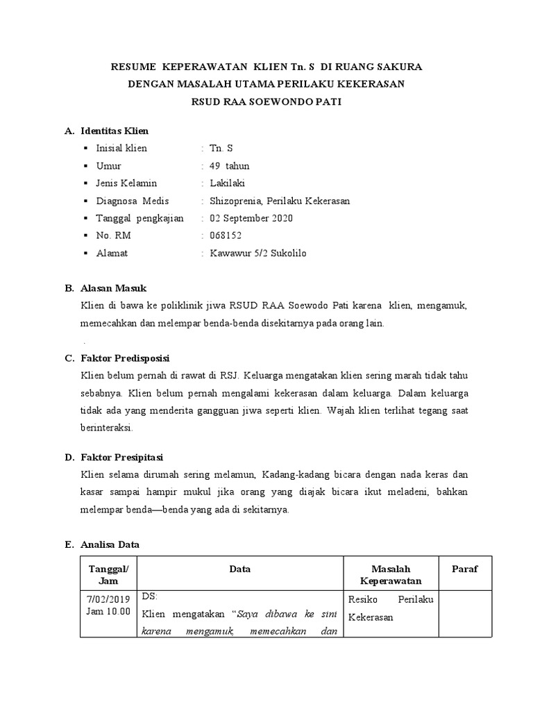 Resume Perilaku Kekerasan | PDF | Karier & Perkembangan