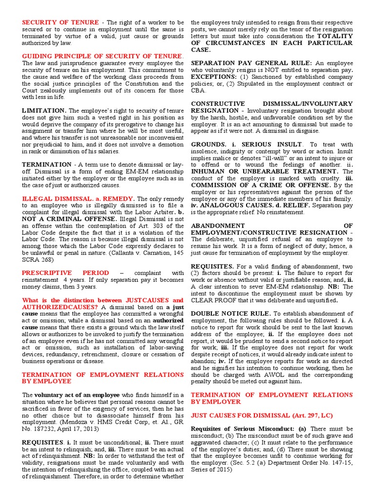 Security of Tenure | PDF | Layoff | Employment