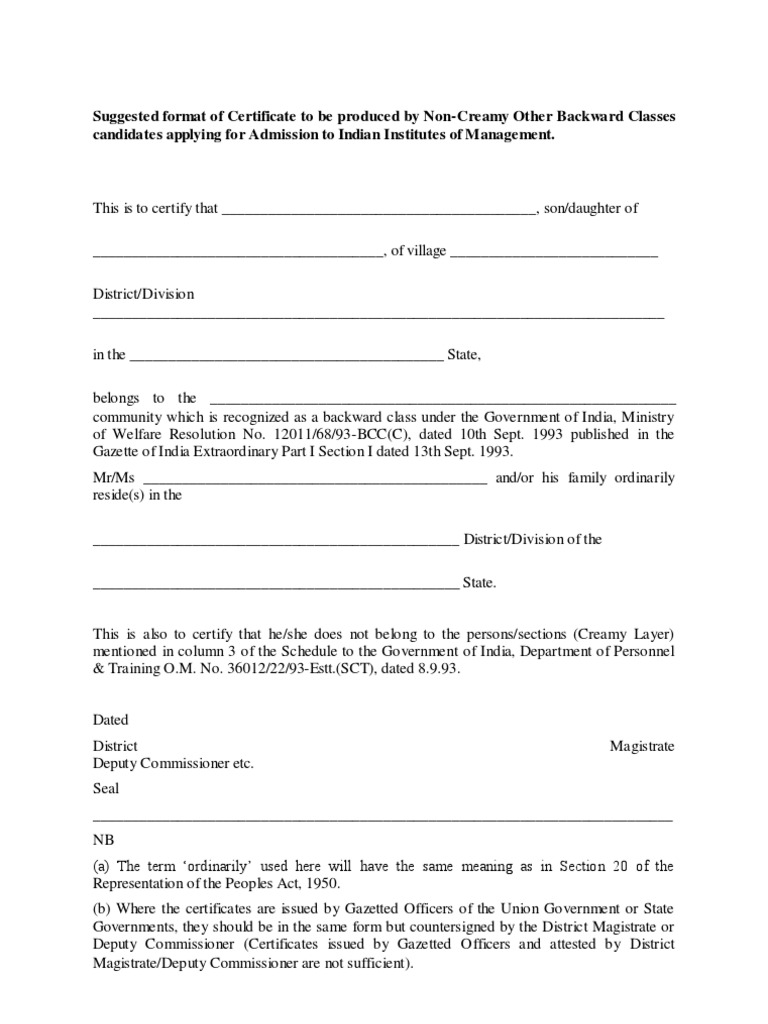 Nc Obc Certificate Pdf Finance And Money Management