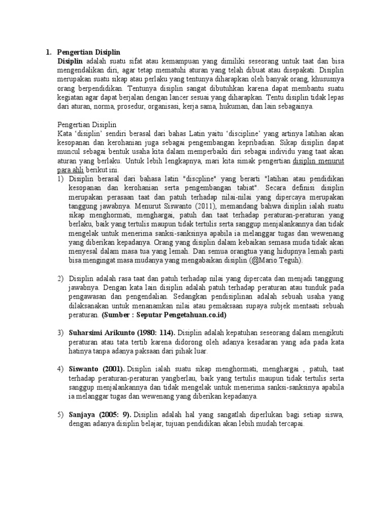 Pengertian Disiplin | PDF