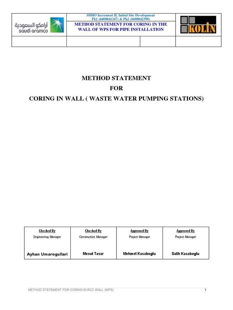 Method Statement For Coring | PDF | Specification (Technical Standard ...
