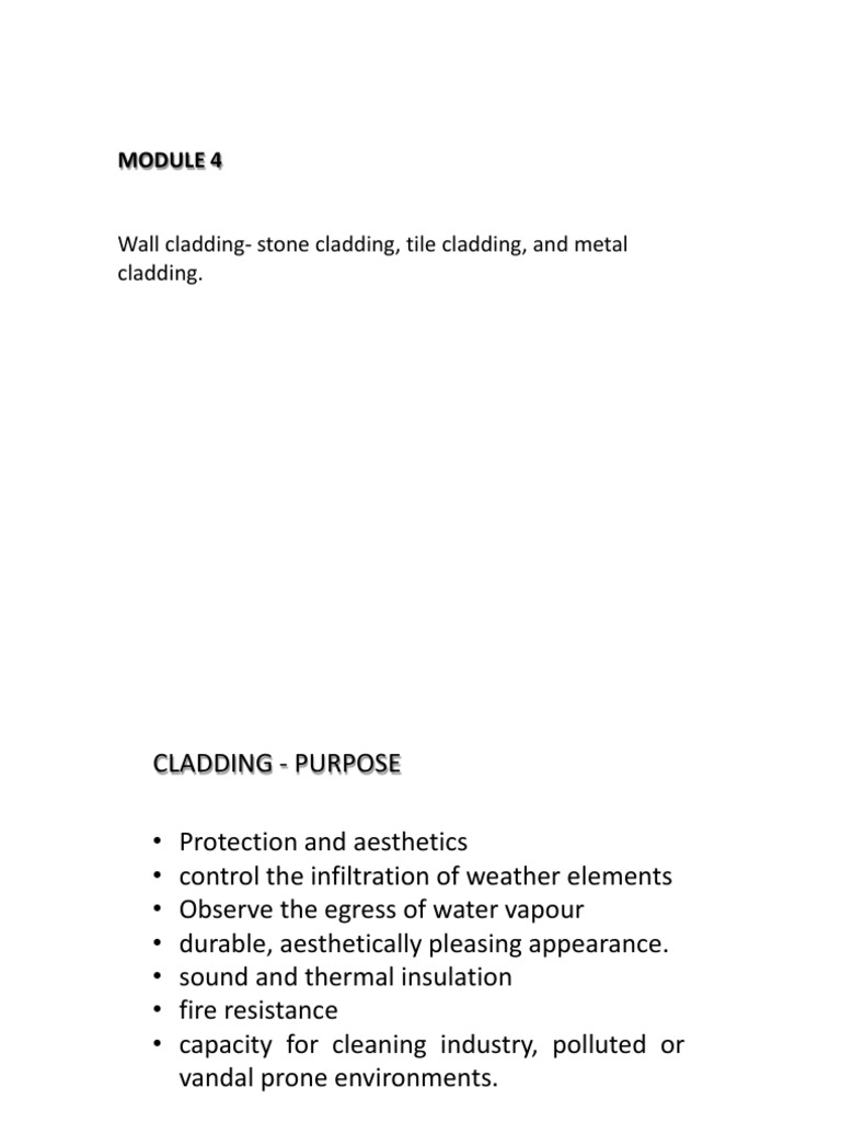 Wall Cladding-Stone Cladding, Tile Cladding, and Metal Cladding | PDF ...