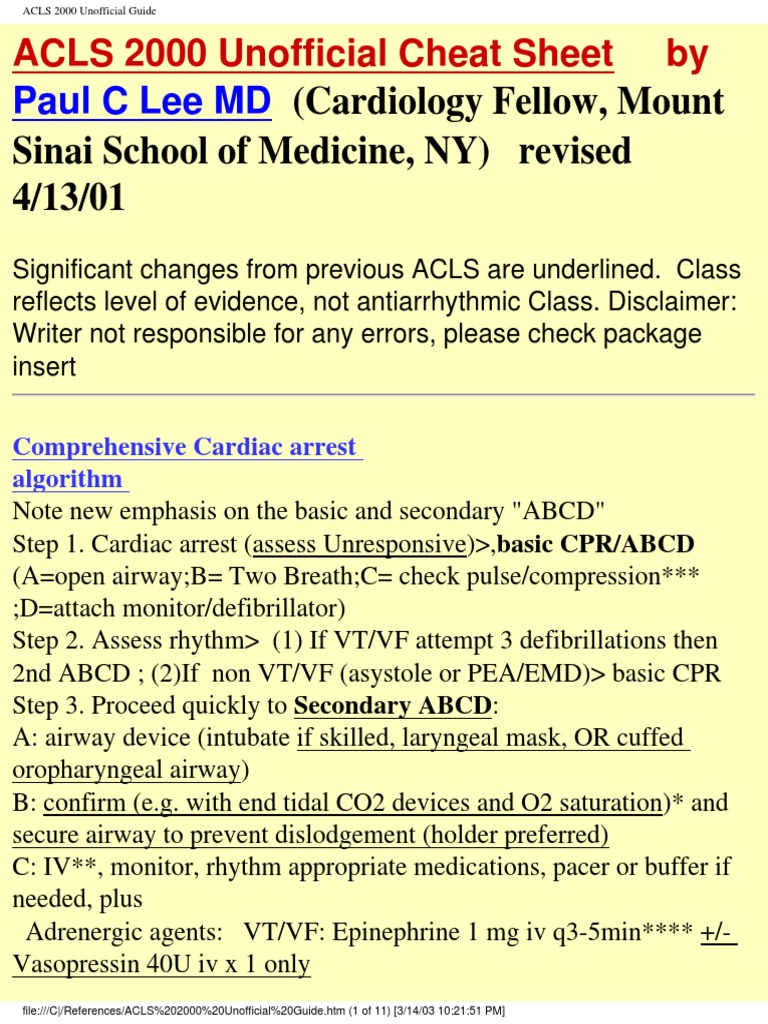 ACLS Official Guide | PDF | Cardiovascular Diseases | Cardiovascular System