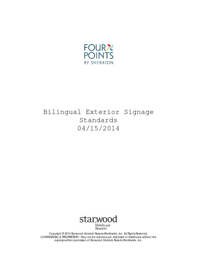 Four Points by Sheraton Bilingual Exterior Signage Standards 4.15.2014 ...