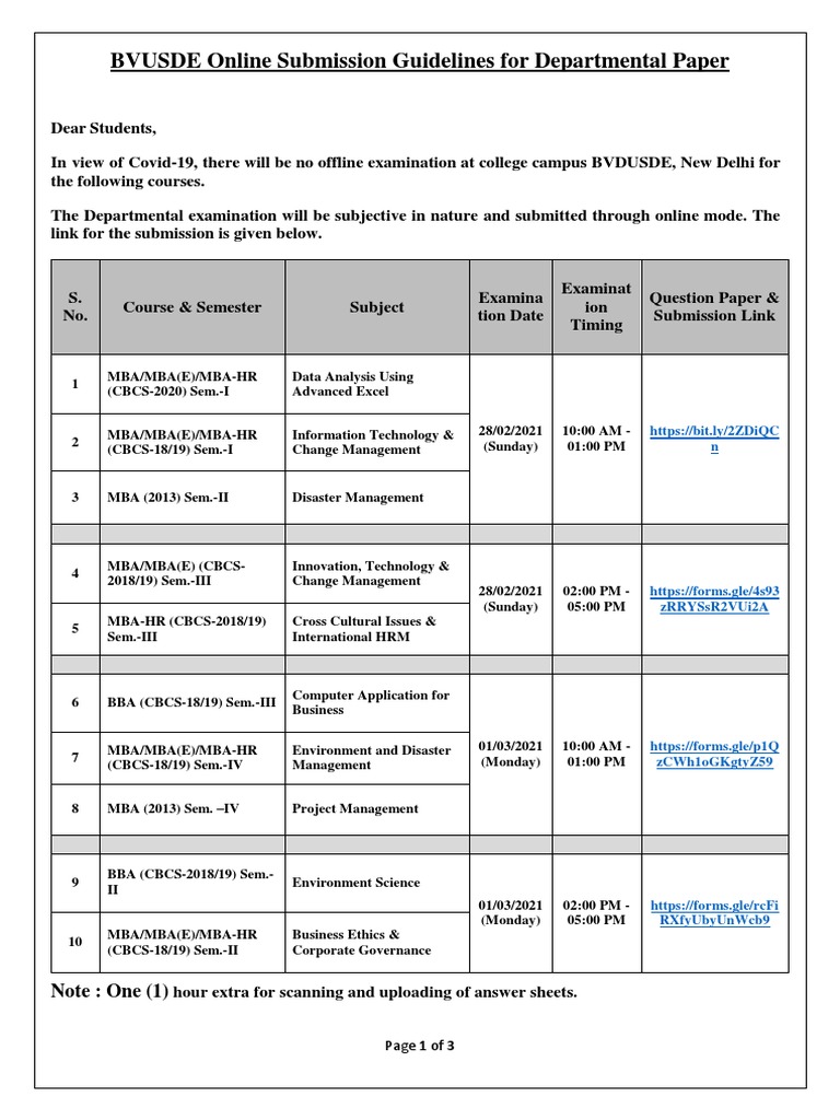 BVUSDE Online Submission Guidelines For Departmental Paper: Note: One ...