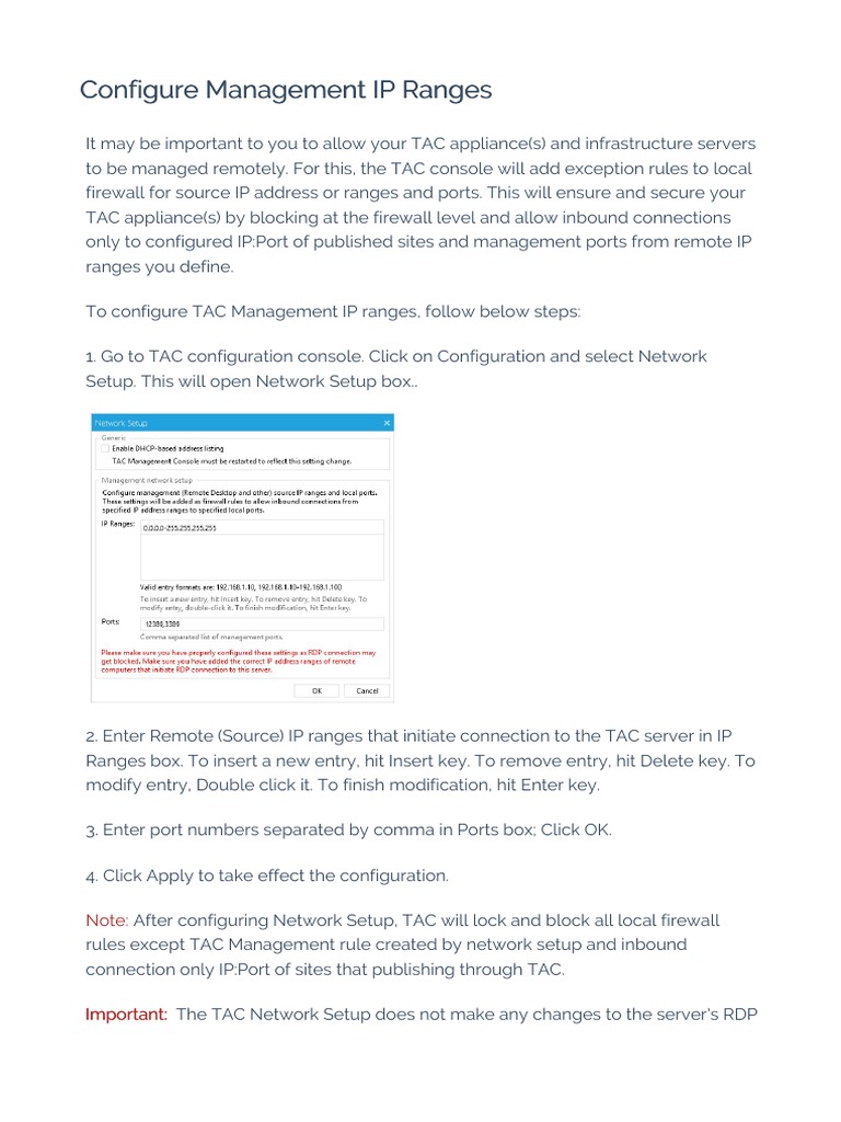 Configure Management IP Ranges | PDF | Ip Address | Port (Computer ...