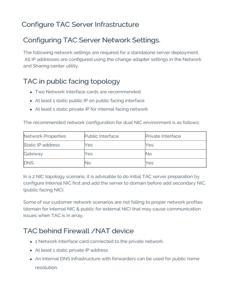 Configure TAC Server Infrastructure | PDF | Internet Protocol Suite ...