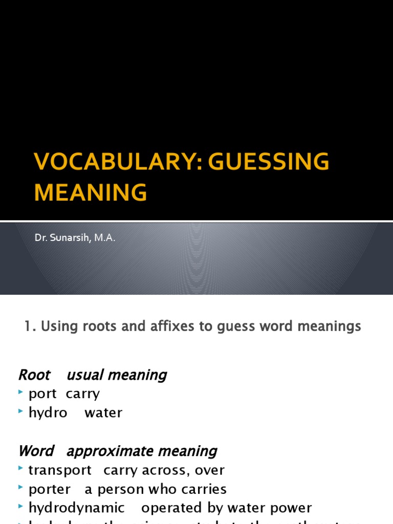 VOCABULARY Guessing Meaning | PDF