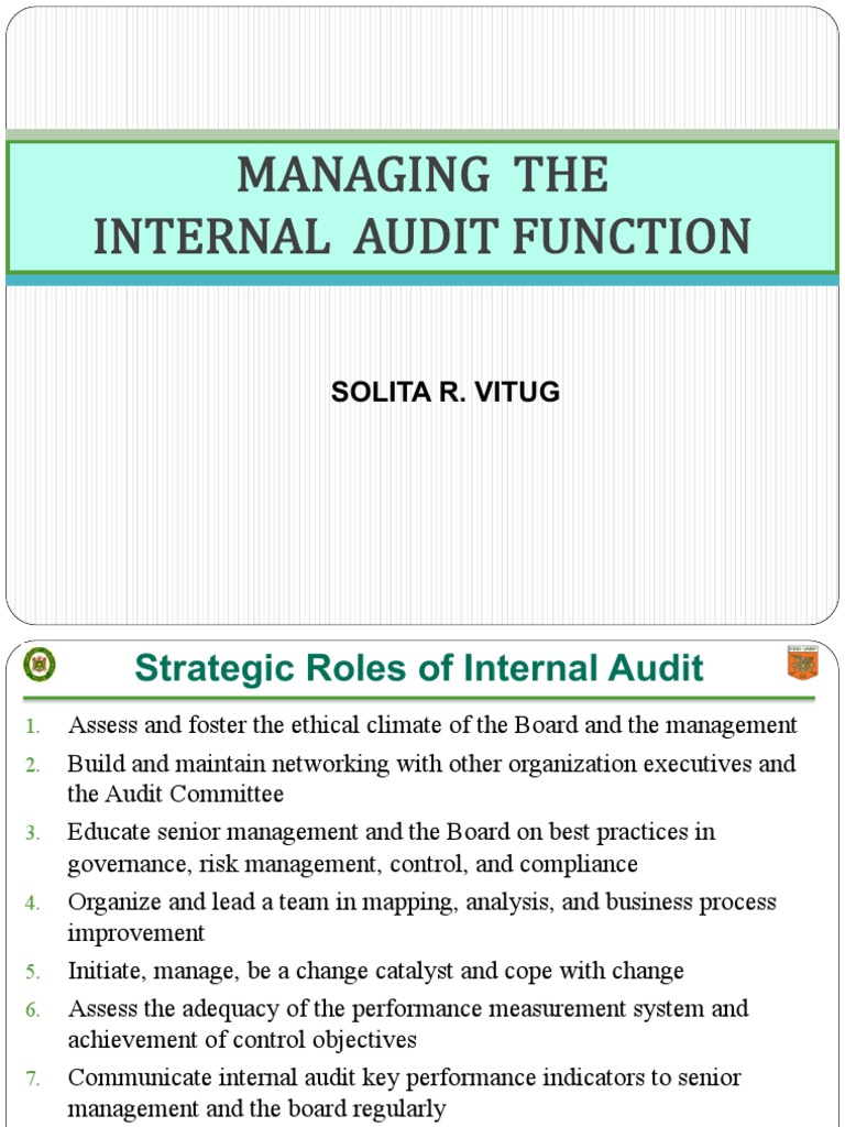 Managing The IA Function | PDF | Internal Audit | Audit