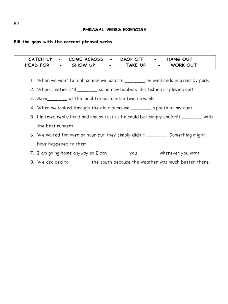 b2 Phrasal Verb Exercises | PDF