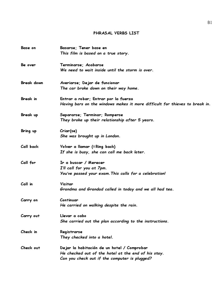 B1 Phrasal Verbs List | PDF