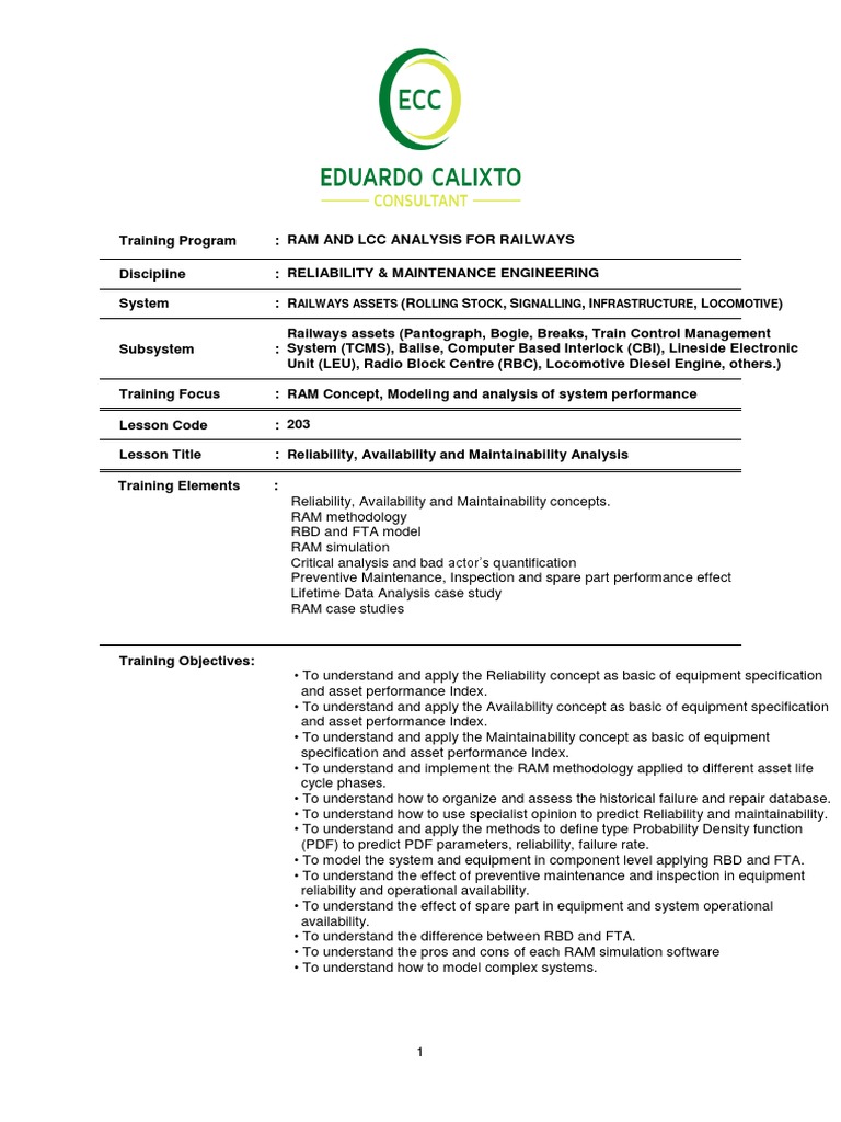 RAM Analysis Course V02 | PDF | Reliability Engineering | System