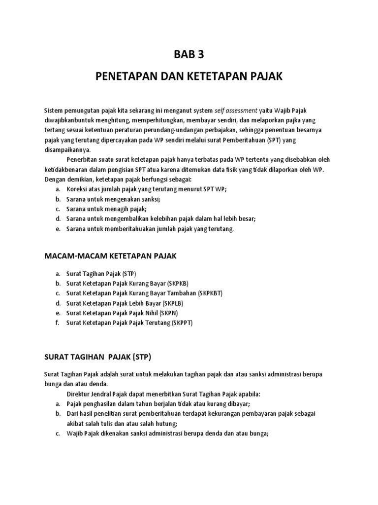 Penetapan Dan Ketetapan Pajak | PDF